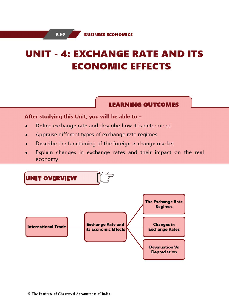 Unit - 4: Exchange Rate and Its Economic Effects: Learning Outcomes ...