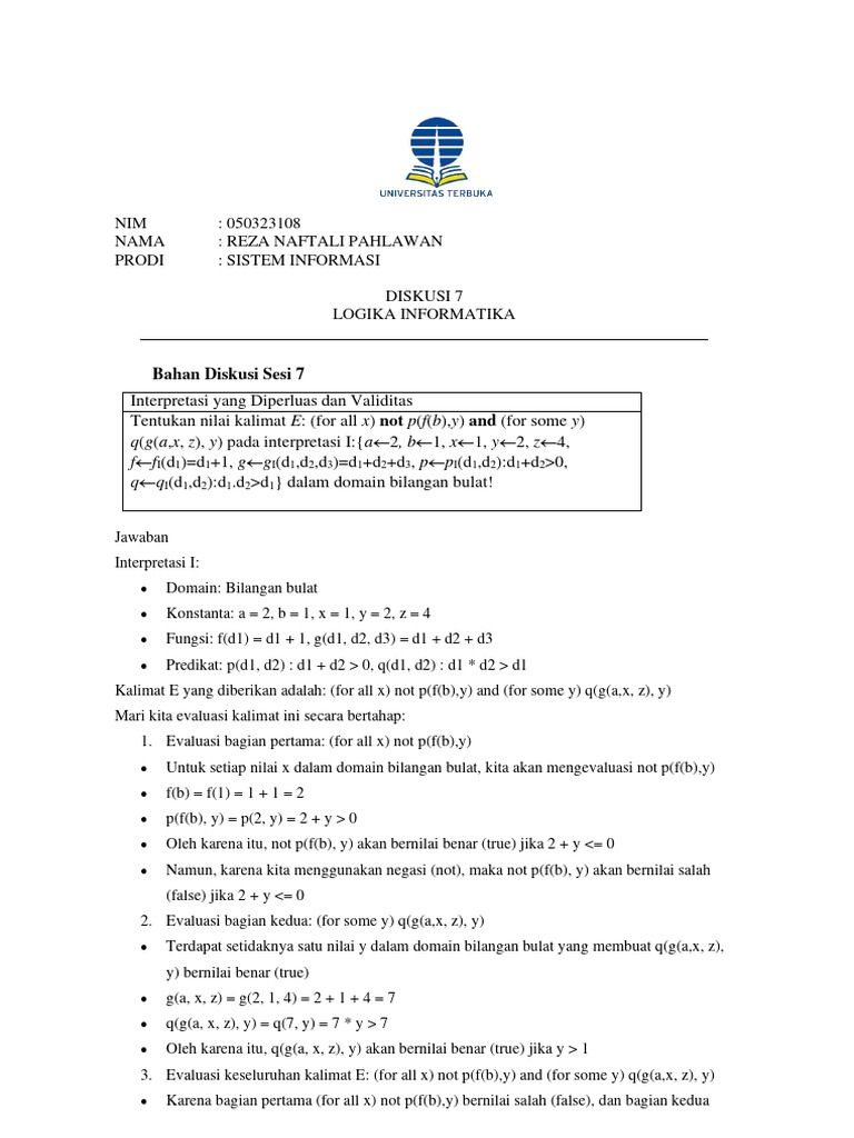 Diskusi 7 Logika Informatika Reza | PDF