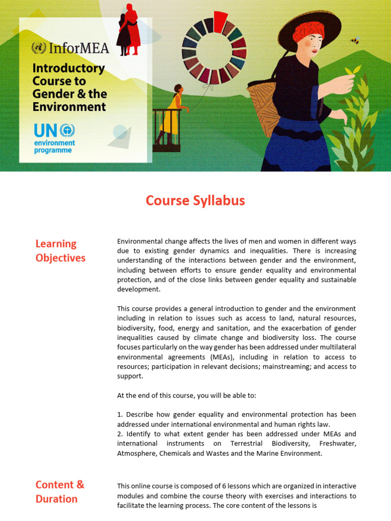 Gender and Environment Course Syllabus | PDF | Sustainability | Gender