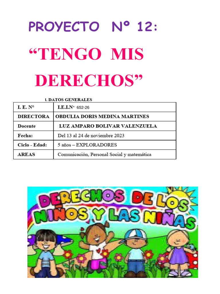 PROYECTO Tengo Mis Derechos | Descargar gratis PDF | Evaluación | Las ...