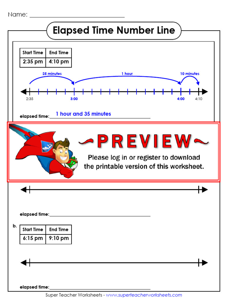 Elapsed Time Number Line1 | PDF