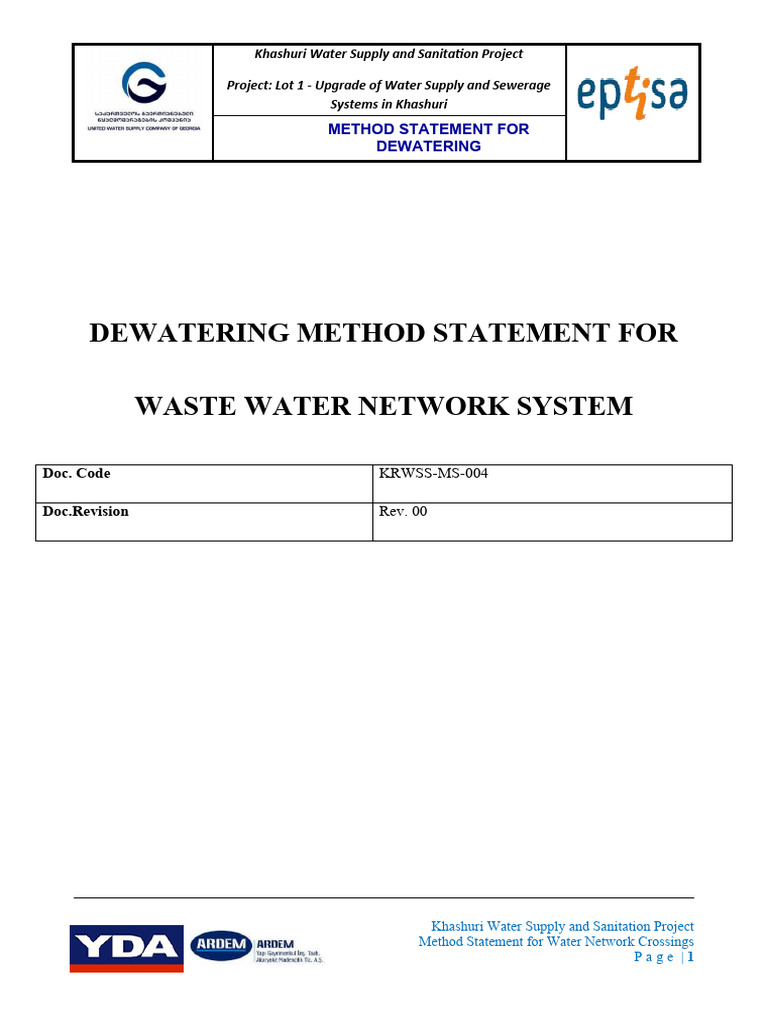 Dewatering Method Statement For Waste Water Network System | PDF ...