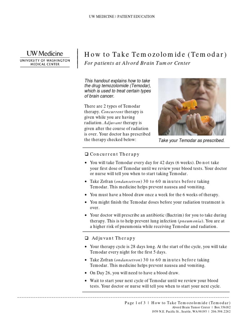 How Take Temozolomide (Temodar) | PDF | Radiation Therapy | Health Care
