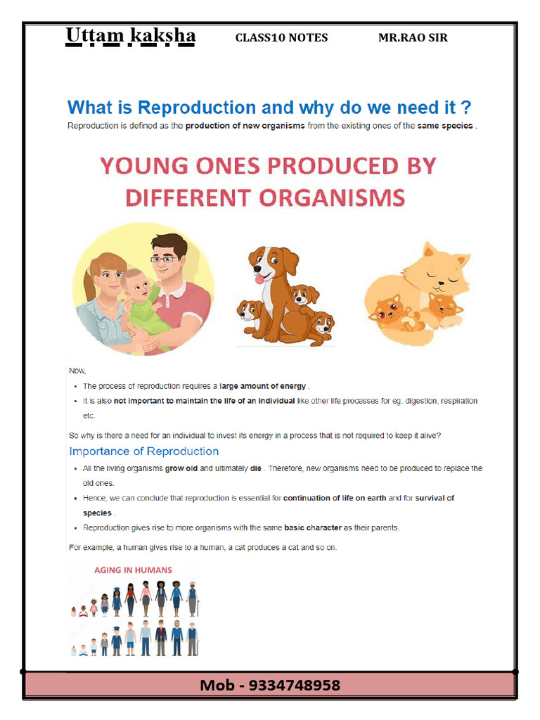 Reproduction Notes Class10 Cbse - Icse | PDF | Language Arts & Discipline