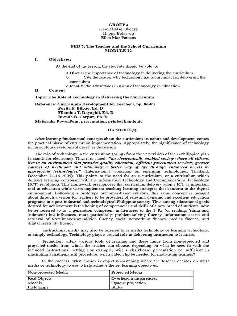 Ped7 Report | PDF | Learning | Educational Technology