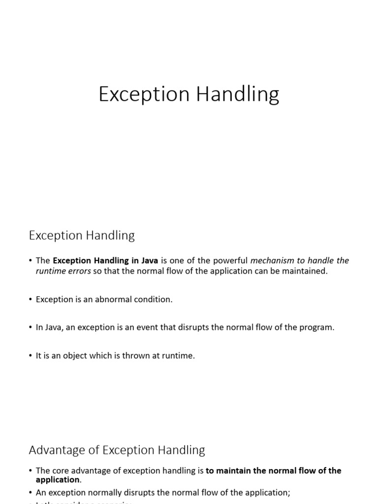 Exception Handling | PDF | Computing | Software Development Exception Handling | PDF | Computing | Software Development