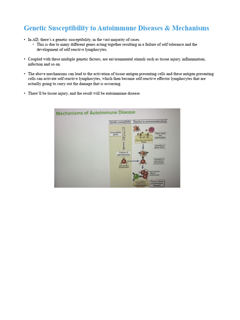 Genetic Susceptibility To Autoimmune Diseases & Mechanisms | PDF ...
