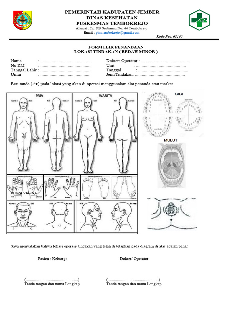8.b. Form Pembedahan SITE MARKING Dan LAPORAN OPERASI | PDF