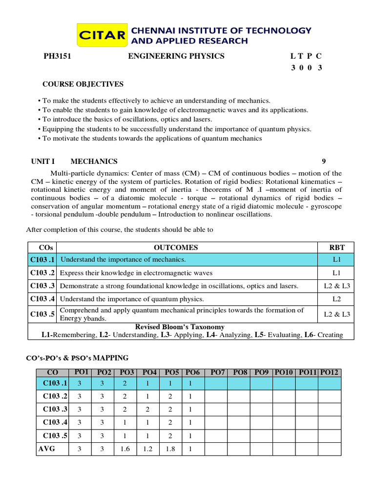 BM - UNIT - I - Mechanics | PDF | Mechanics | Scientific Phenomena