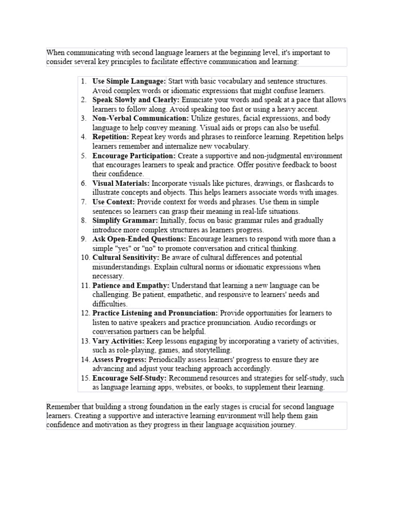 Talking To Second Language Learner | PDF | Second Language Acquisition ...