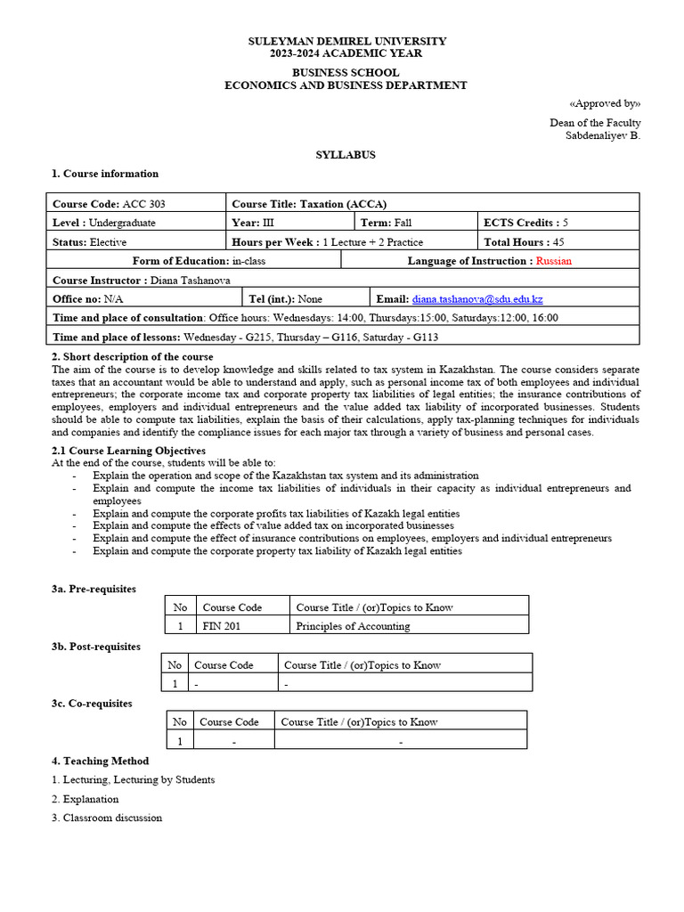 Taxation Syllabus ACCA | PDF | Taxes | Value Added Tax
