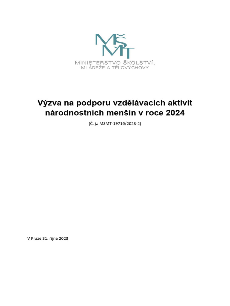 Vyzva Narodnostni Mensiny 2024 | PDF