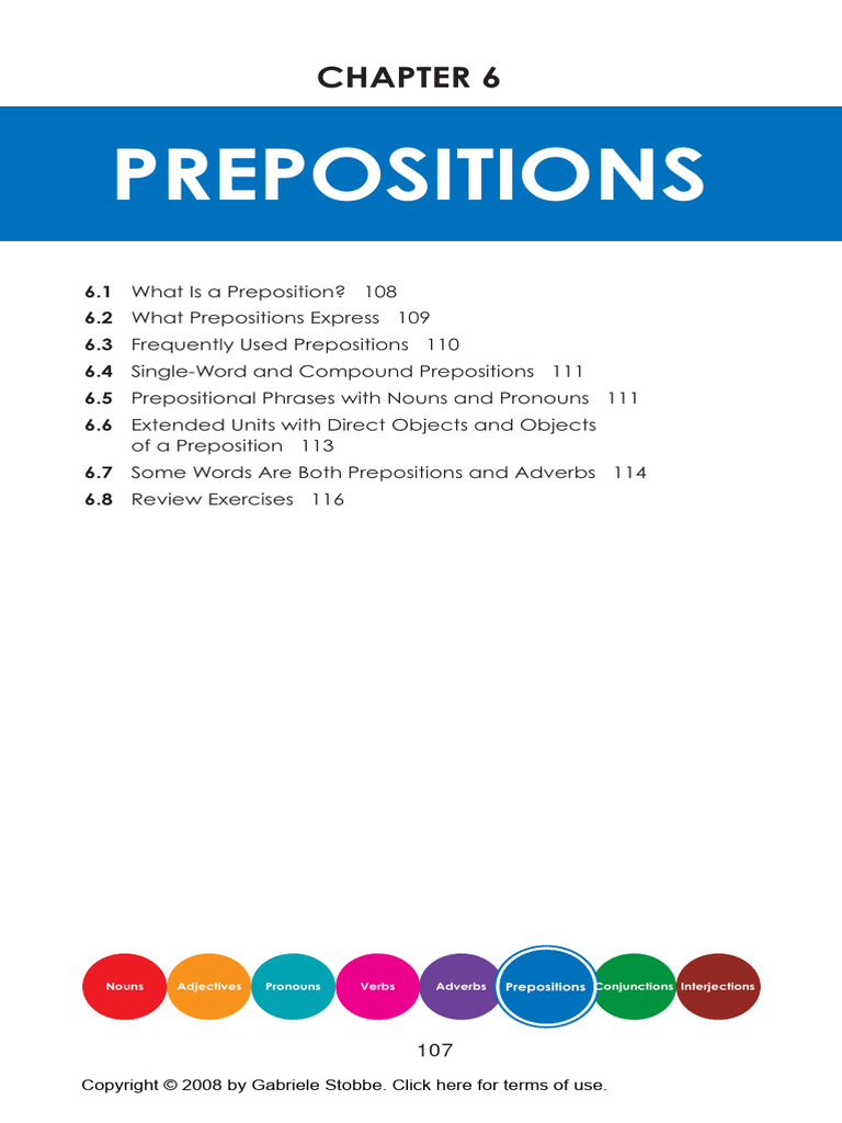 Prepositions | PDF | Preposition And Postposition | Adverb