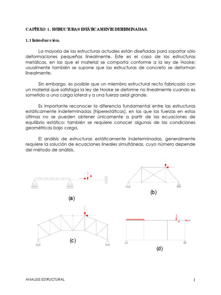 Capitulo 1 Estructuras Estaticamente Det | PDF | Braguero | Análisis ...