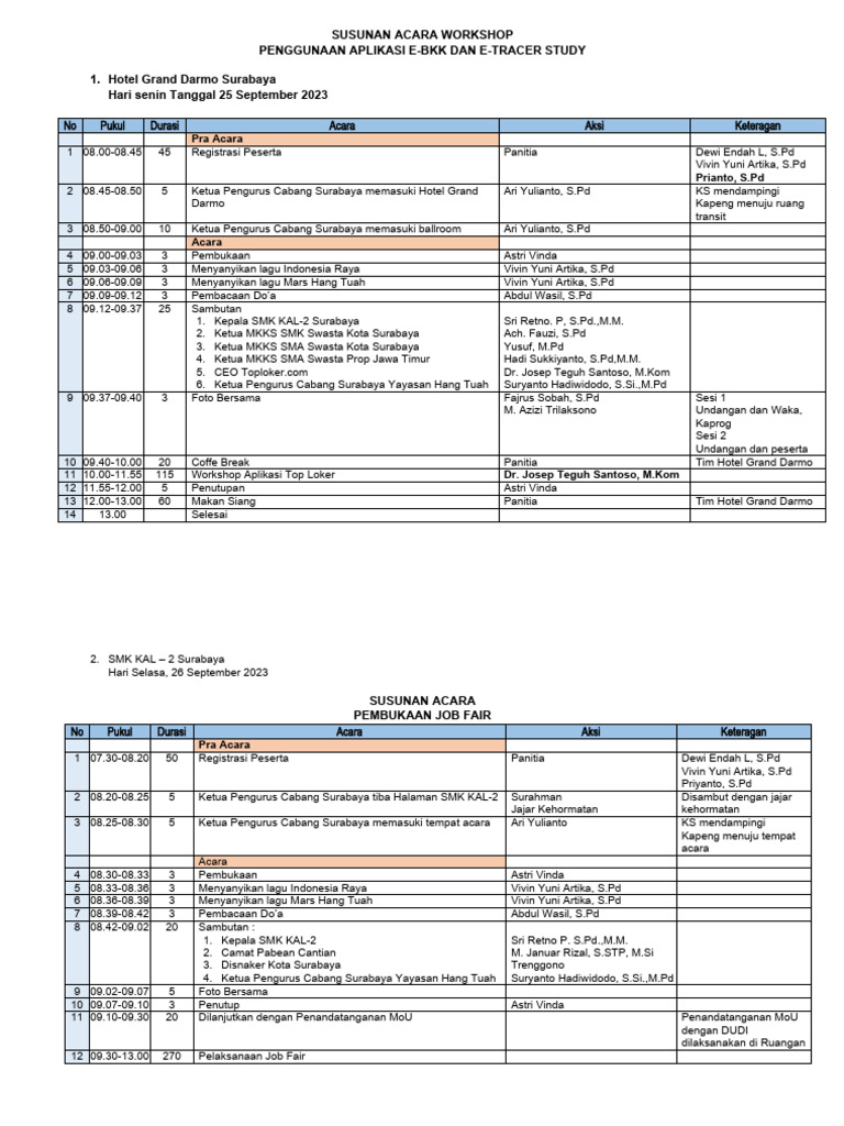 Susunan Acara Job Fair | PDF