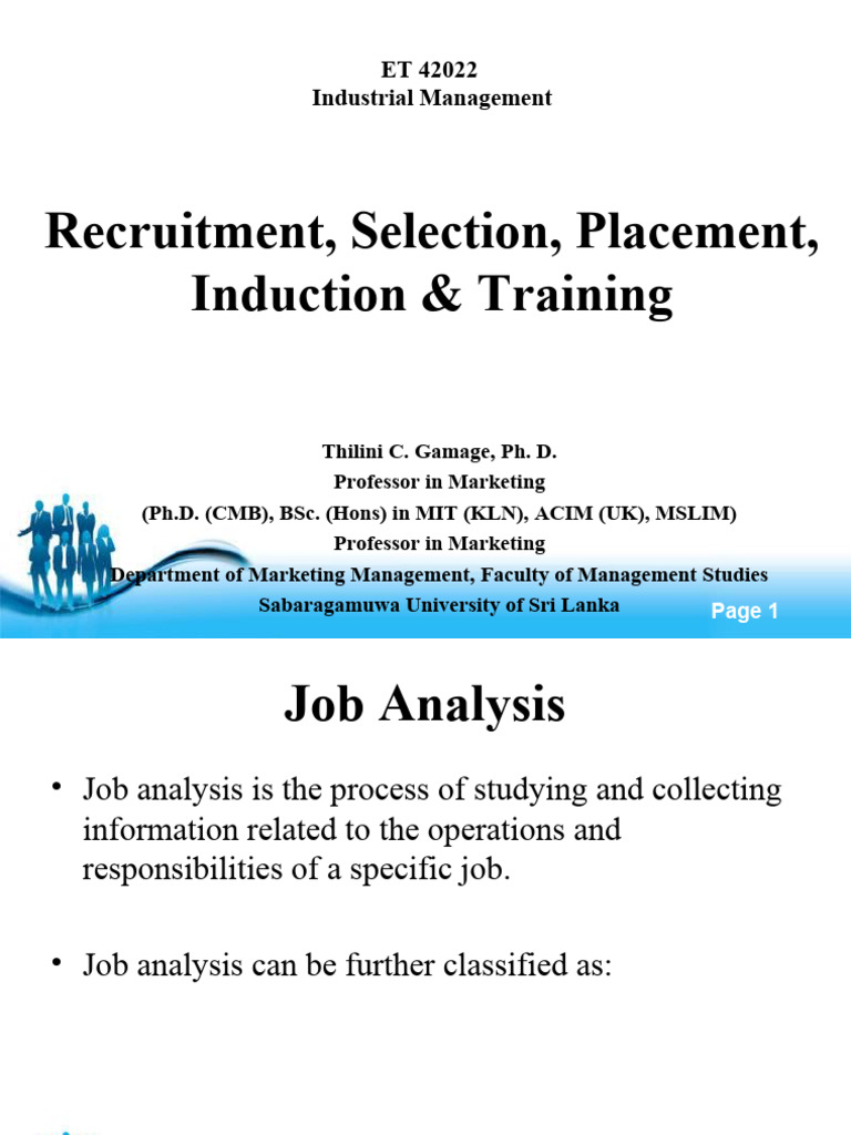 Lesson 3 - Recruitment, Selection, Placement, Induction & Training | PDF | Performance Appraisal ...