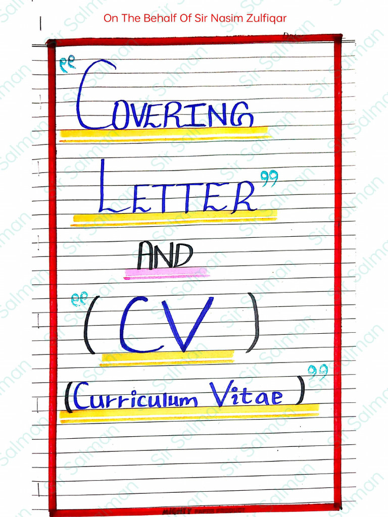 English (Covering Letter, CV) (10 Marks) | PDF