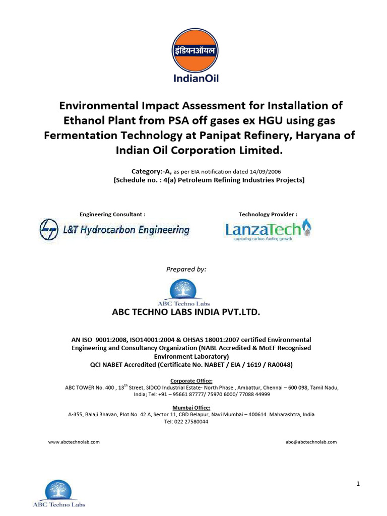 Ethanol Plant From PSA Off Gases Ex HGU-Installation-Panipat Refinery ...