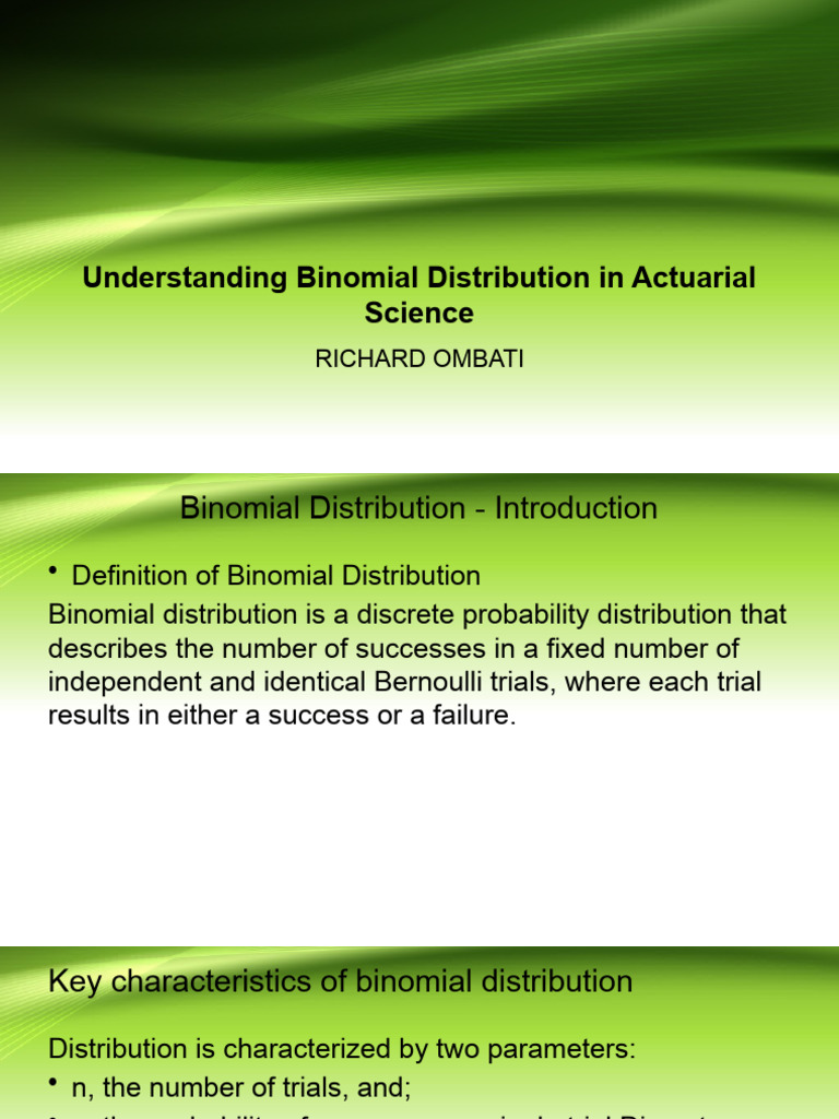 Understanding Binomial Distribution in Actuarial Science | PDF ...
