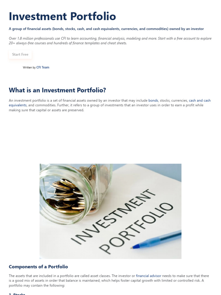 Investment Portfolio - Overview, Types, and How To Build | PDF ...