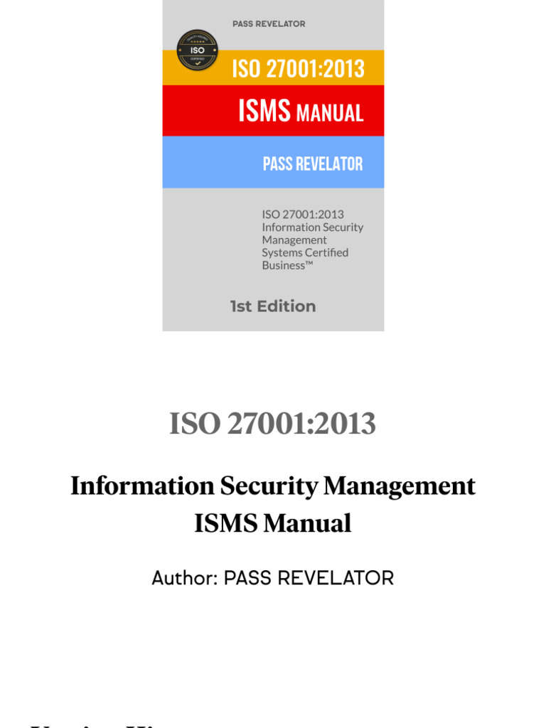ISO 27001:2013 ISMS Manual | PDF | Information Security | Risk