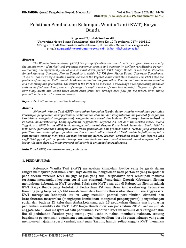 Pelatihan Pembukuan Kelompok Wanita Tani KWT Karya | PDF
