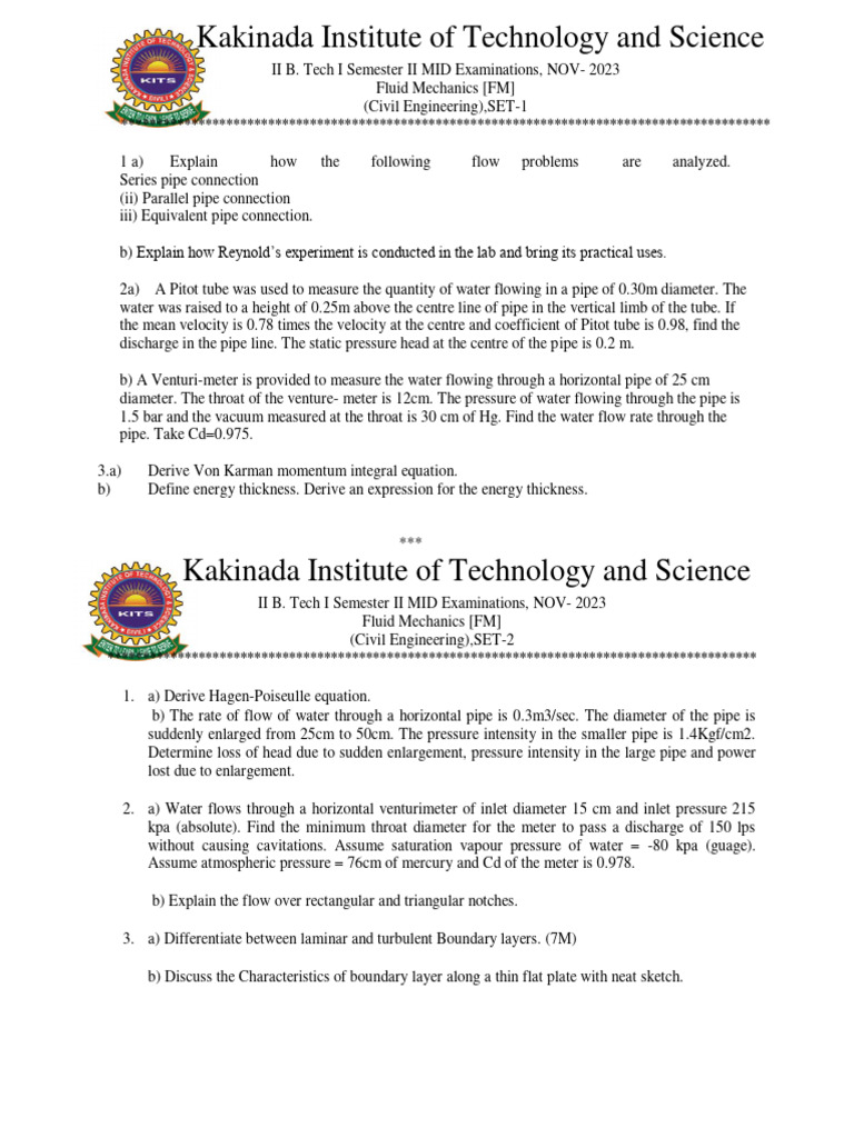 Ii-I FM Mid 2 QP | PDF | Boundary Layer | Pressure