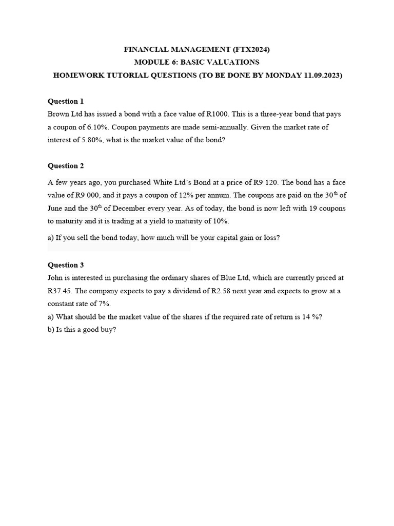 Homework Tutorial Question | PDF