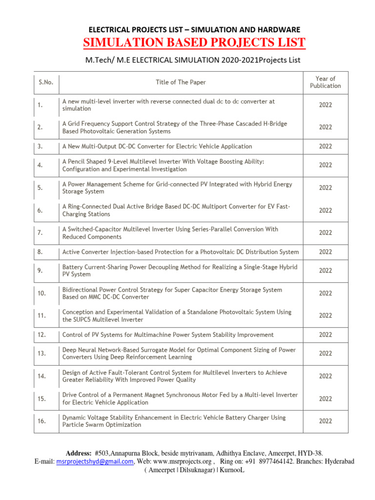Eee Simulation Based Projects List | PDF | Power Inverter | Power ...