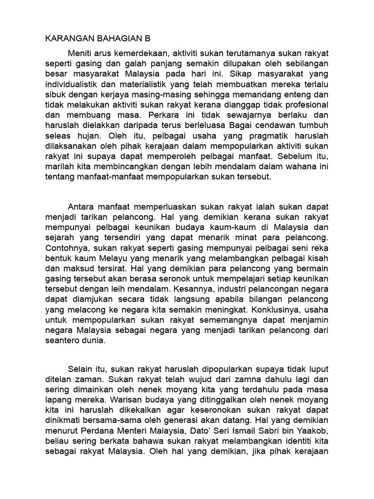 Karangan Bahagian B | PDF