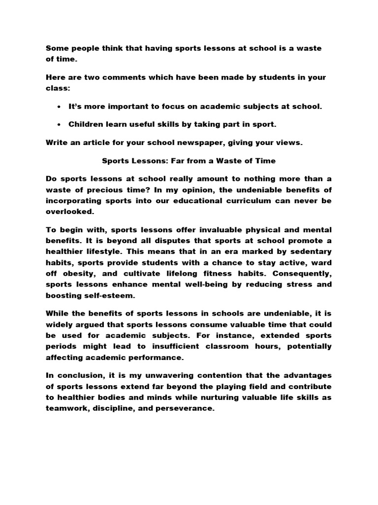 The Value of Sports in Education | PDF | Sports | Argument