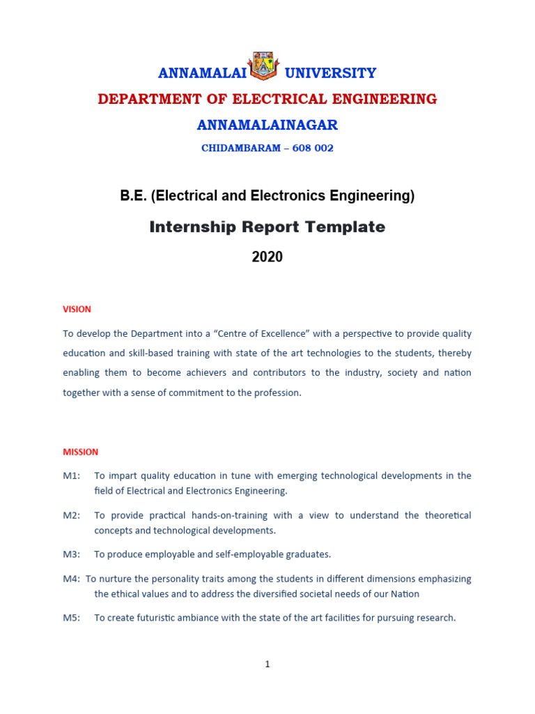 B.E (EEE) Internship Report TEmplate | PDF | Career & Growth ...