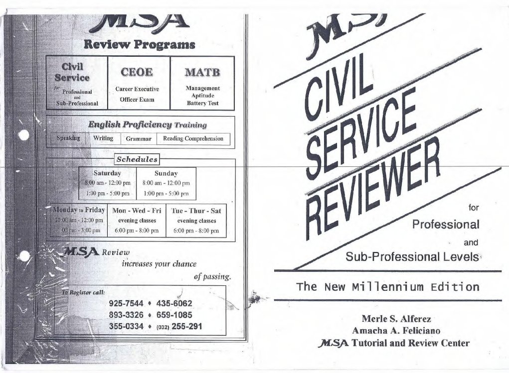 MSA Civil Service Reviewer | PDF