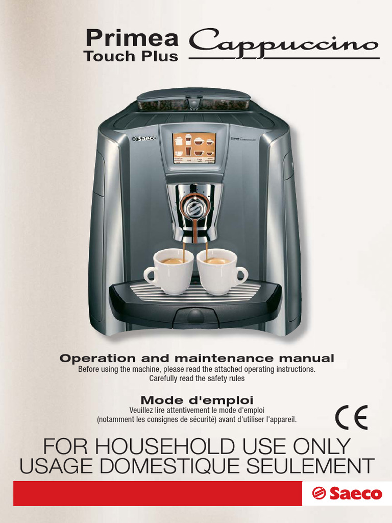 Manual Saeco Primea Touch Plus | PDF | Coffee | Drink