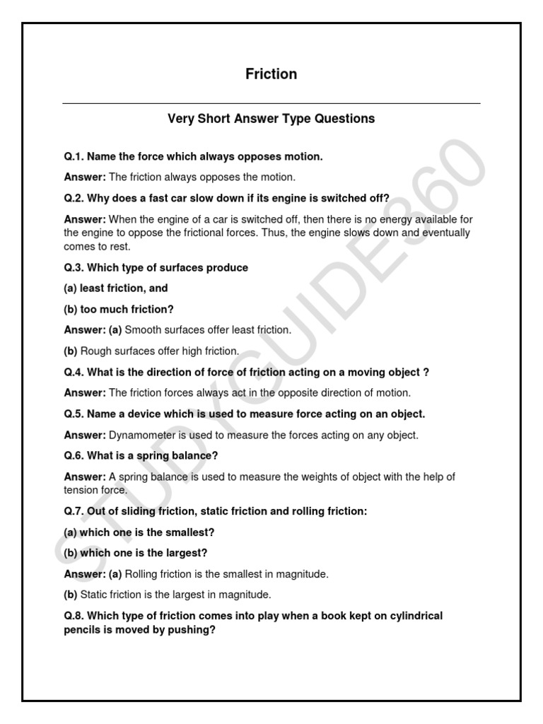 Understanding Friction: Key Concepts and Questions | PDF | Friction | Force
