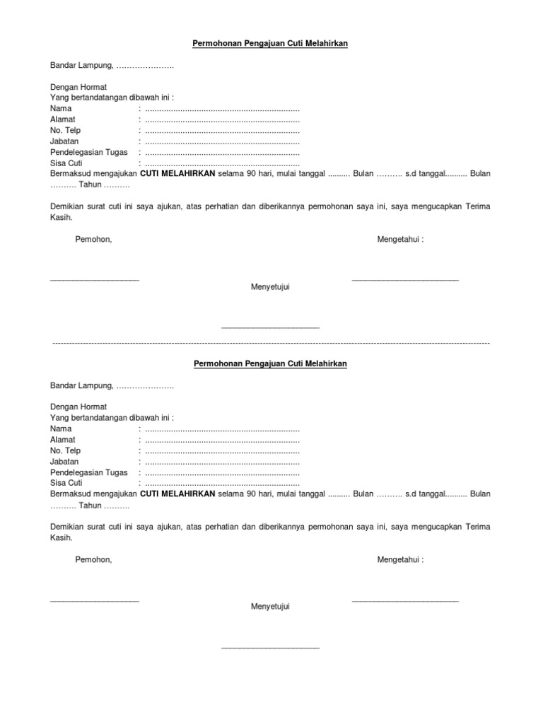 Form Cuti Melahirkan | PDF | Karier & Perkembangan