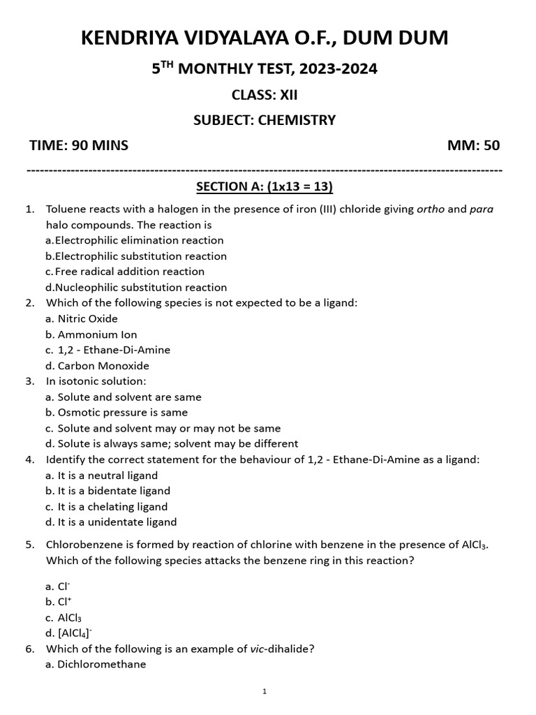 Chem Question | PDF | Chemical Reactions | Coordination Complex