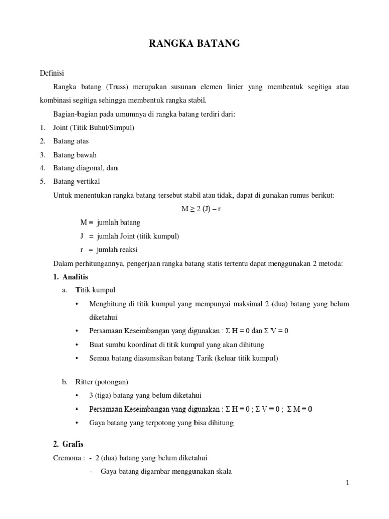 Contoh Soal Rangka Batang Metode Titik Buhel | PDF