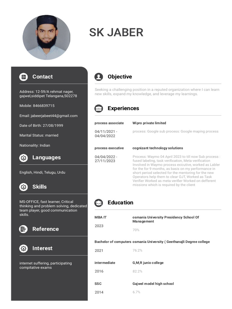 SK Jaber CV | PDF | Learning | Cognition