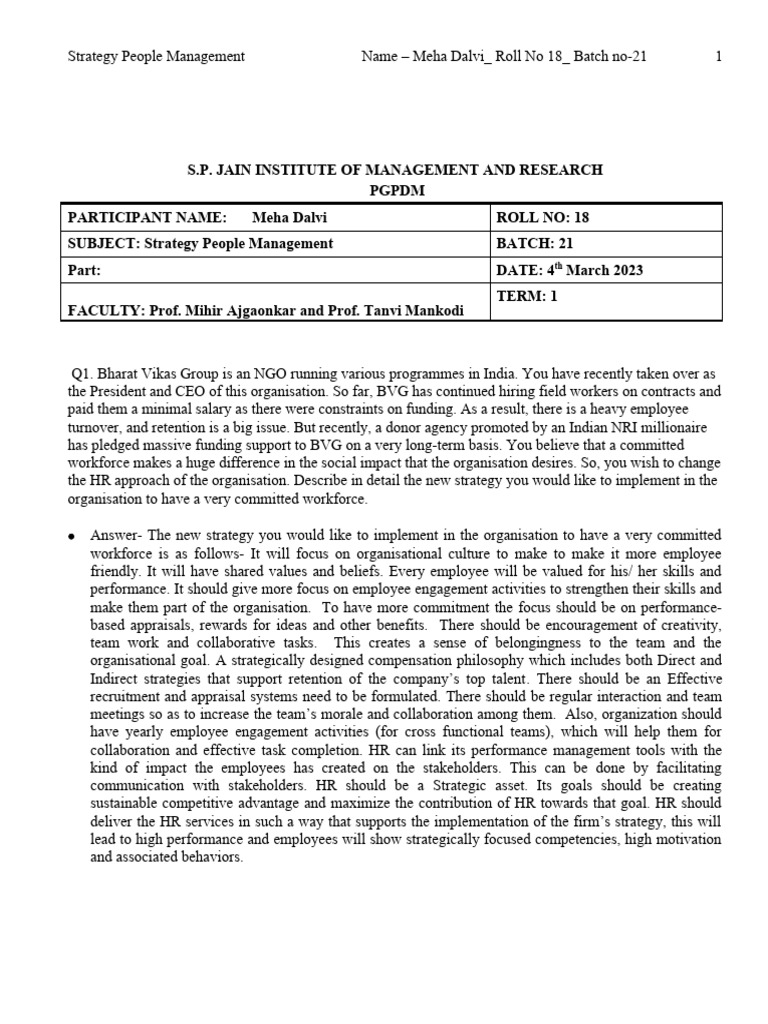 Strategy People Management | PDF | Employment | Employee Retention