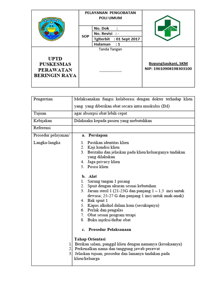 SOP IM (Injeksi Intramuscular) | PDF