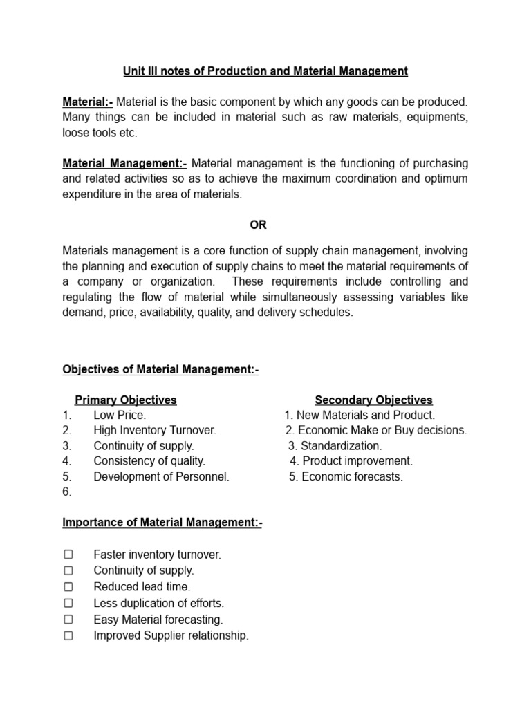 Unit III of PMM in Class BBA 5th Sem | PDF | Inventory | Business Process Management