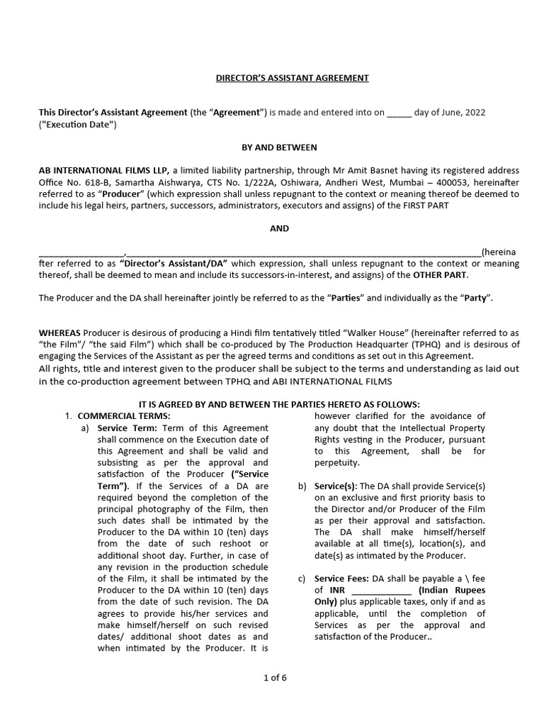 DA Agreement | PDF | Breach Of Contract | Copyright