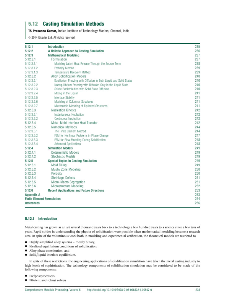 Casting Simulation Methods: TS Prasanna Kumar, Indian Institute of Technology Madras, Chennai ...