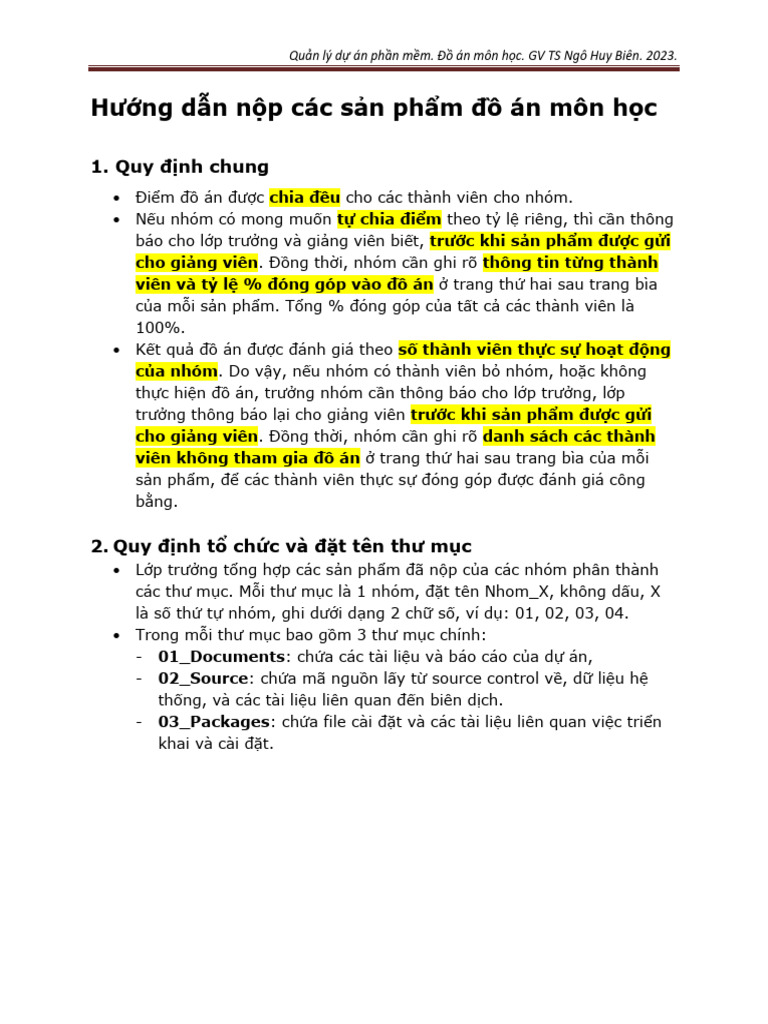 Huong Dan Nop Cac San Pham Do An Mon Hoc | PDF