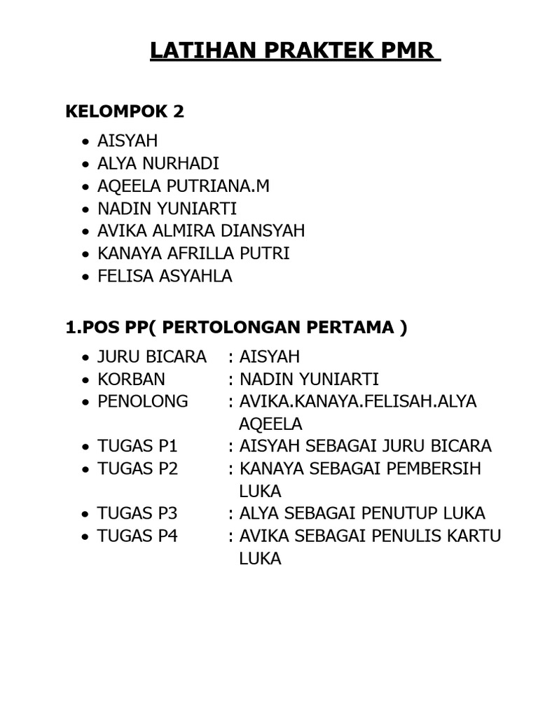 Latihan Praktek PMR | PDF