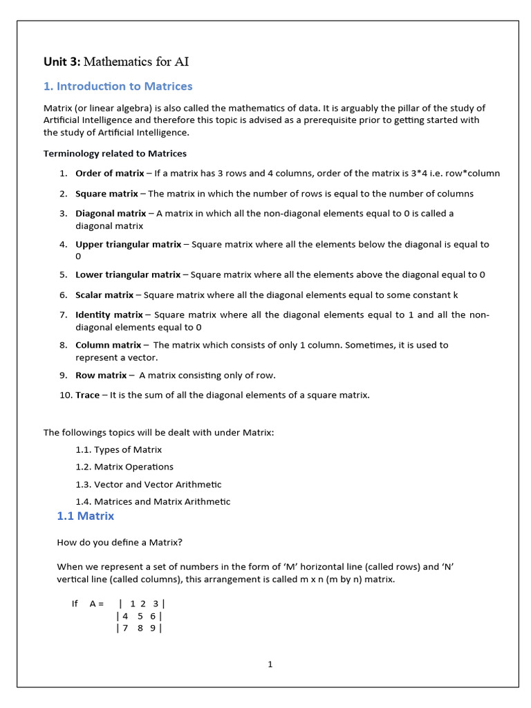 Unit3 Notes | PDF | Matrix (Mathematics) | Mode (Statistics)