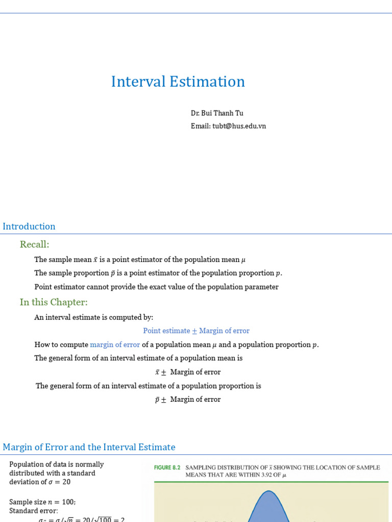 Interval Estimation Guide | PDF | Sample Size Determination | Confidence Interval