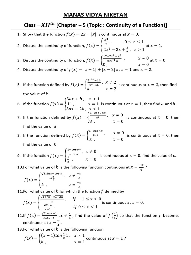 Assignment of Continuity | PDF | Continuous Function | Function (Mathematics)