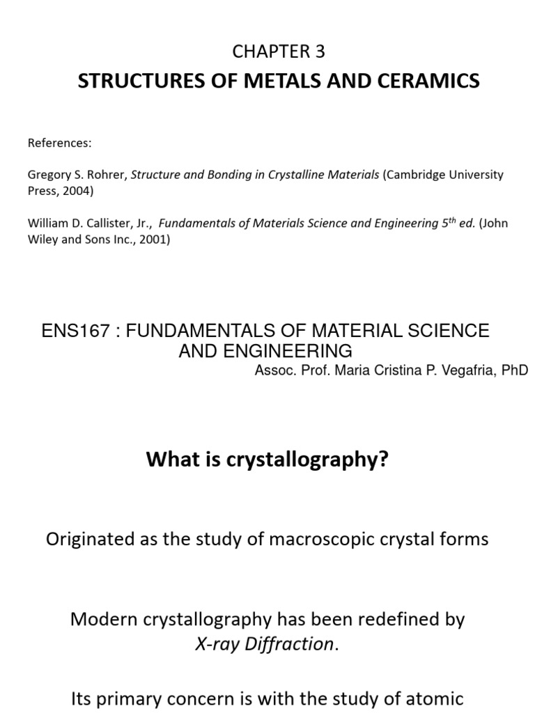 ENS167 Chapter 3 Structures of Metals and Ceramics | PDF | Crystal Structure | Ion